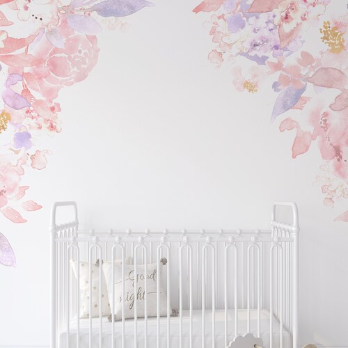 DANY Corners Wall Flowers Bouquet Pastel Colors Decal Girl | Etsy