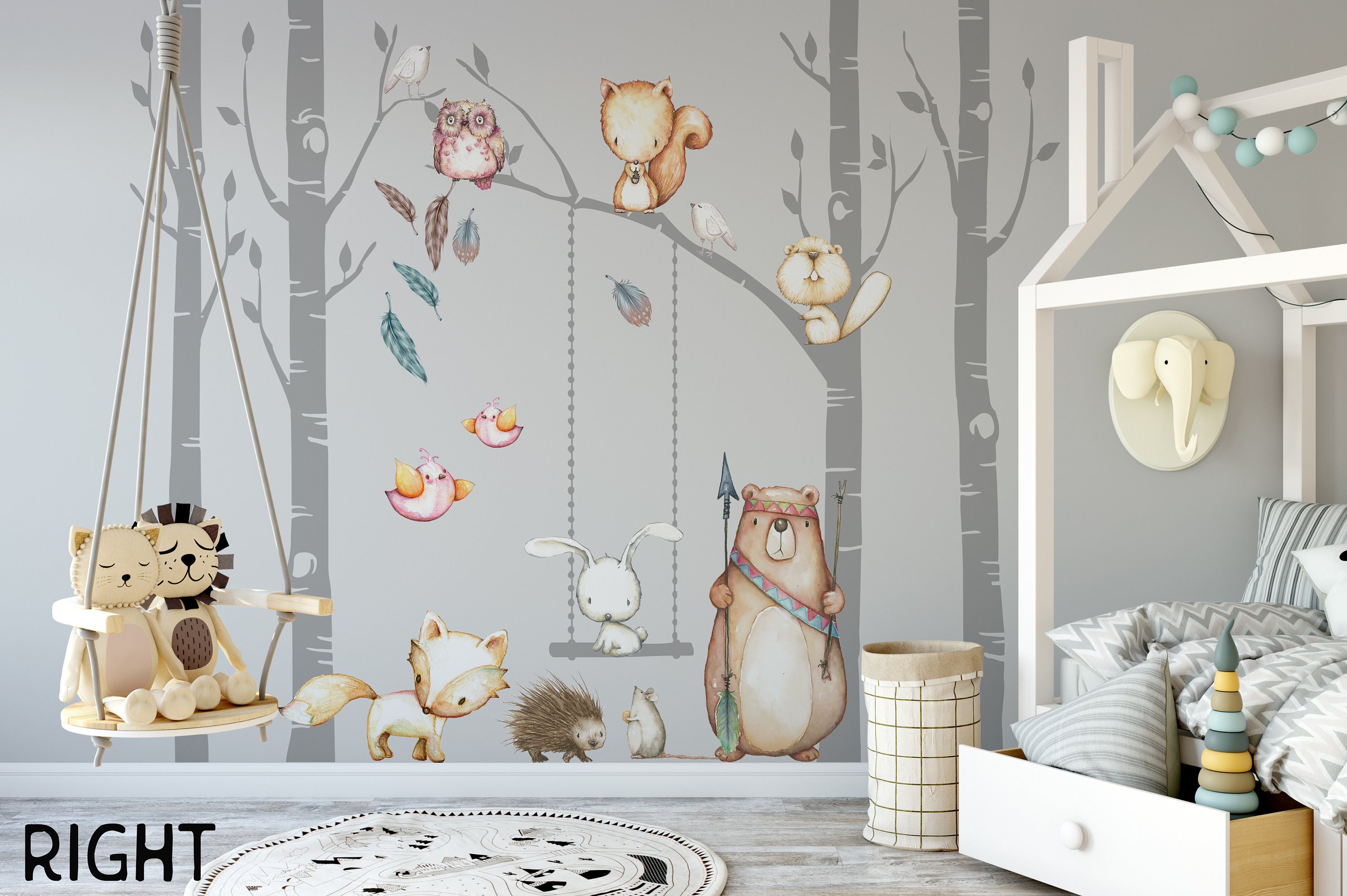 SAMPLES Woodland Nursery Décor Trees Forest Animals Bear Tribe | Etsy