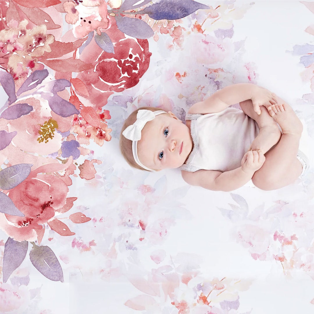 PRIM PINK Wall Decals CORNERS Wall Decal Flowers Pink Lavender Purple ...