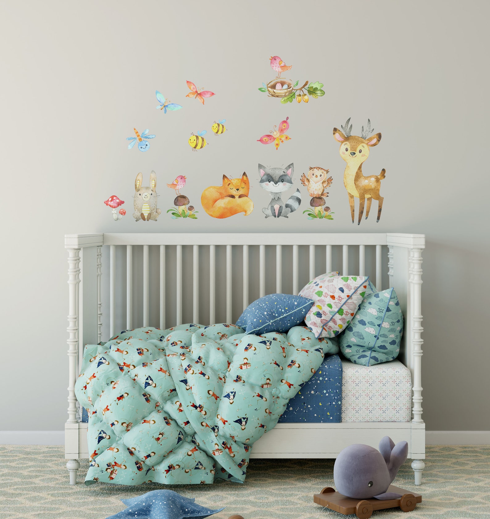 Woodland Nursery Décor Forest Animals SET 2 Fox Deer Raccoon - Etsy