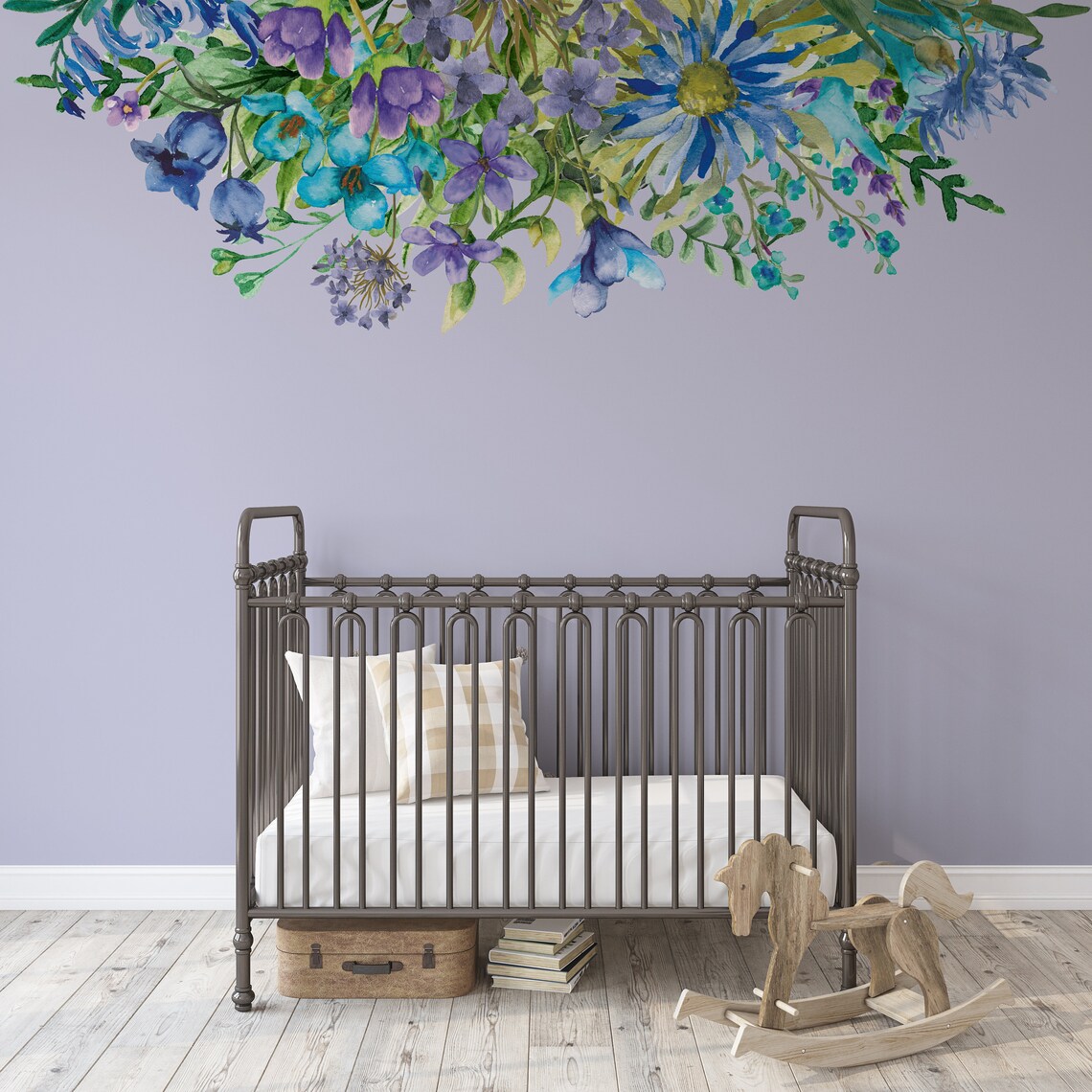 SAMPLES Wild Blue Wall Flowers Corners Border Frame Wall Decal - Etsy