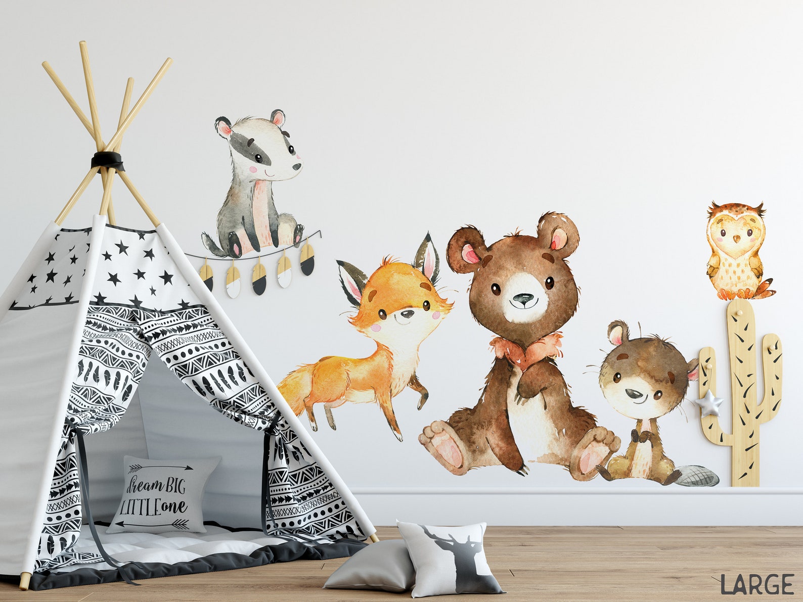 Woodland Nursery Décor Forest Animals Set 4 Bear Fox Badger | Etsy