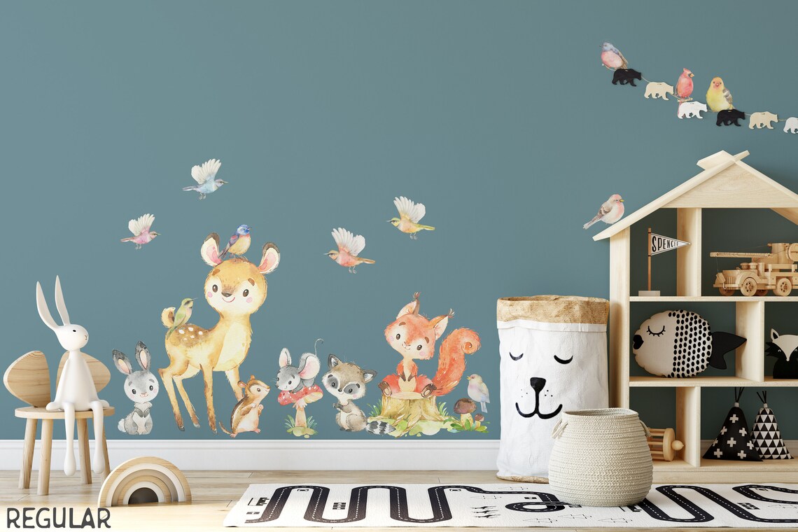 Woodland Nursery Decor Forest Animals Fox Deer Raccoon Bunny | Etsy