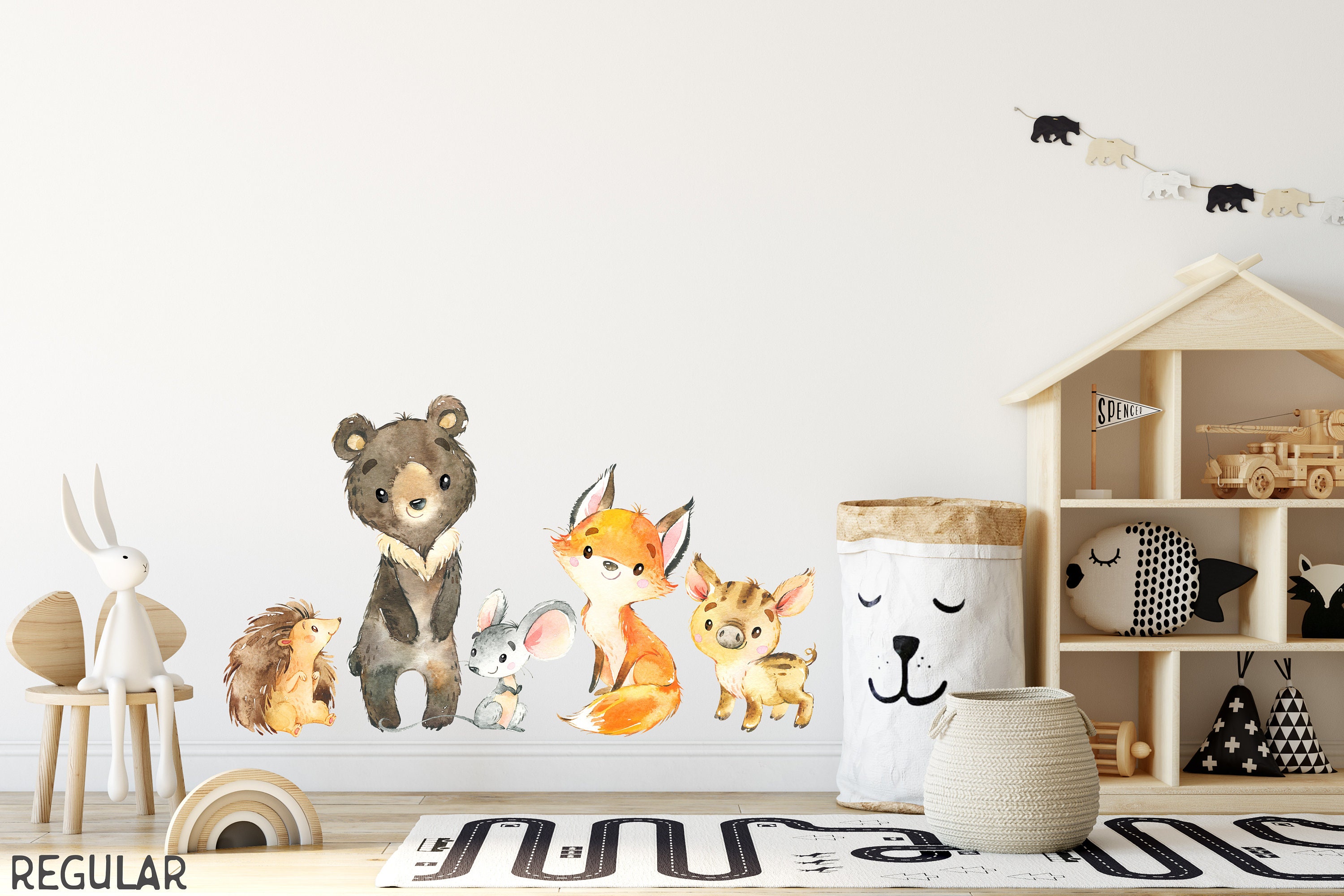 Woodland Nursery Décor Forest Animals Set 3 Bear Fox Pig Mouse - Etsy