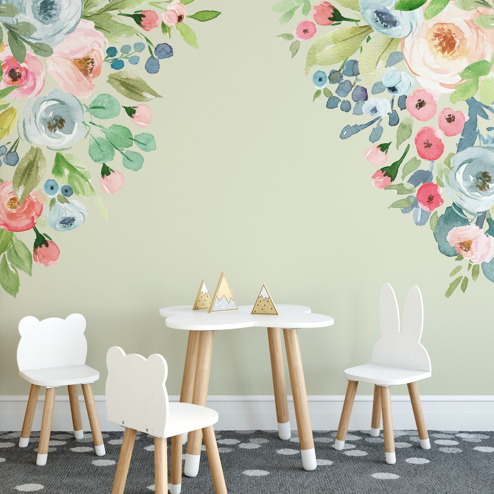 SAMPLES DANY Wall Flowers Pastel Colors Corners Border Frame Wall Decal ...
