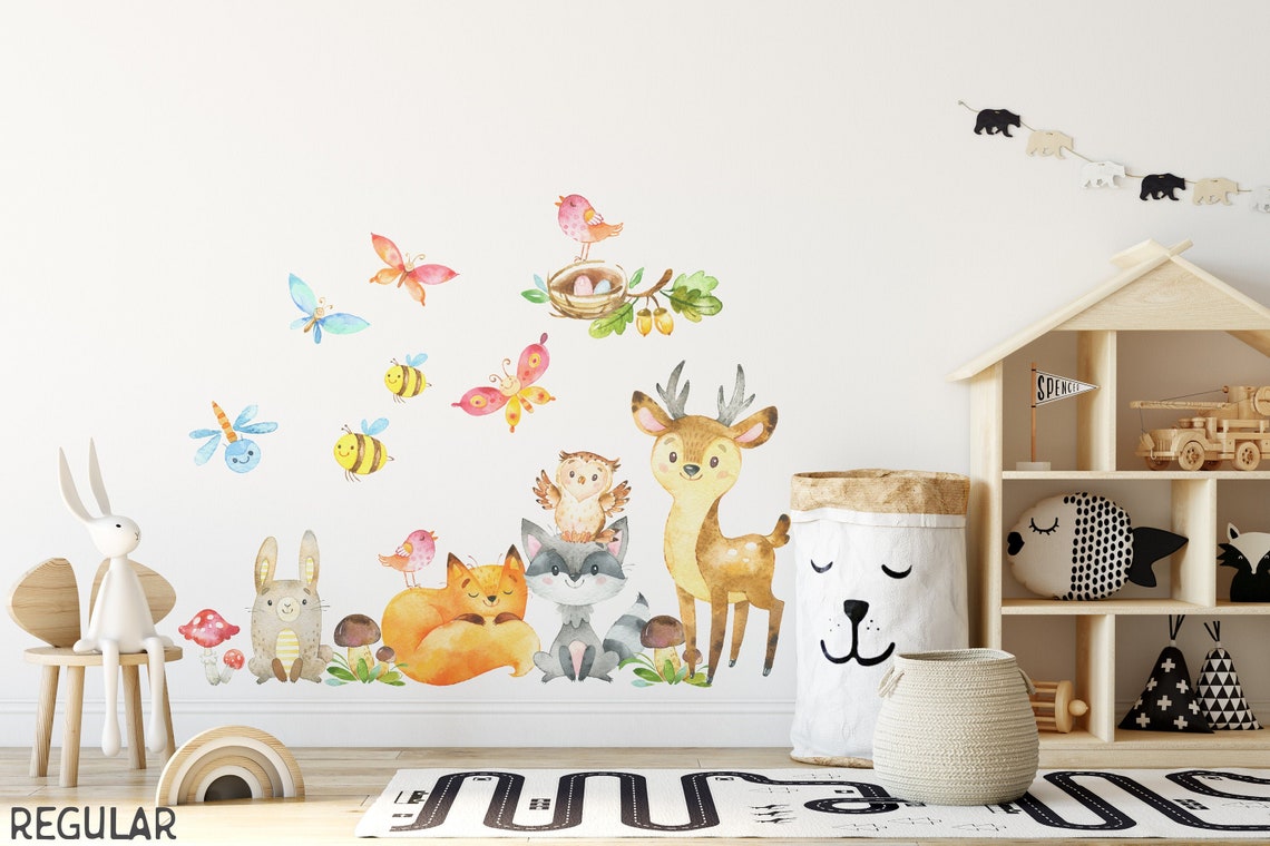 Woodland Nursery Décor Forest Animals SET 2 Fox Deer Raccoon - Etsy
