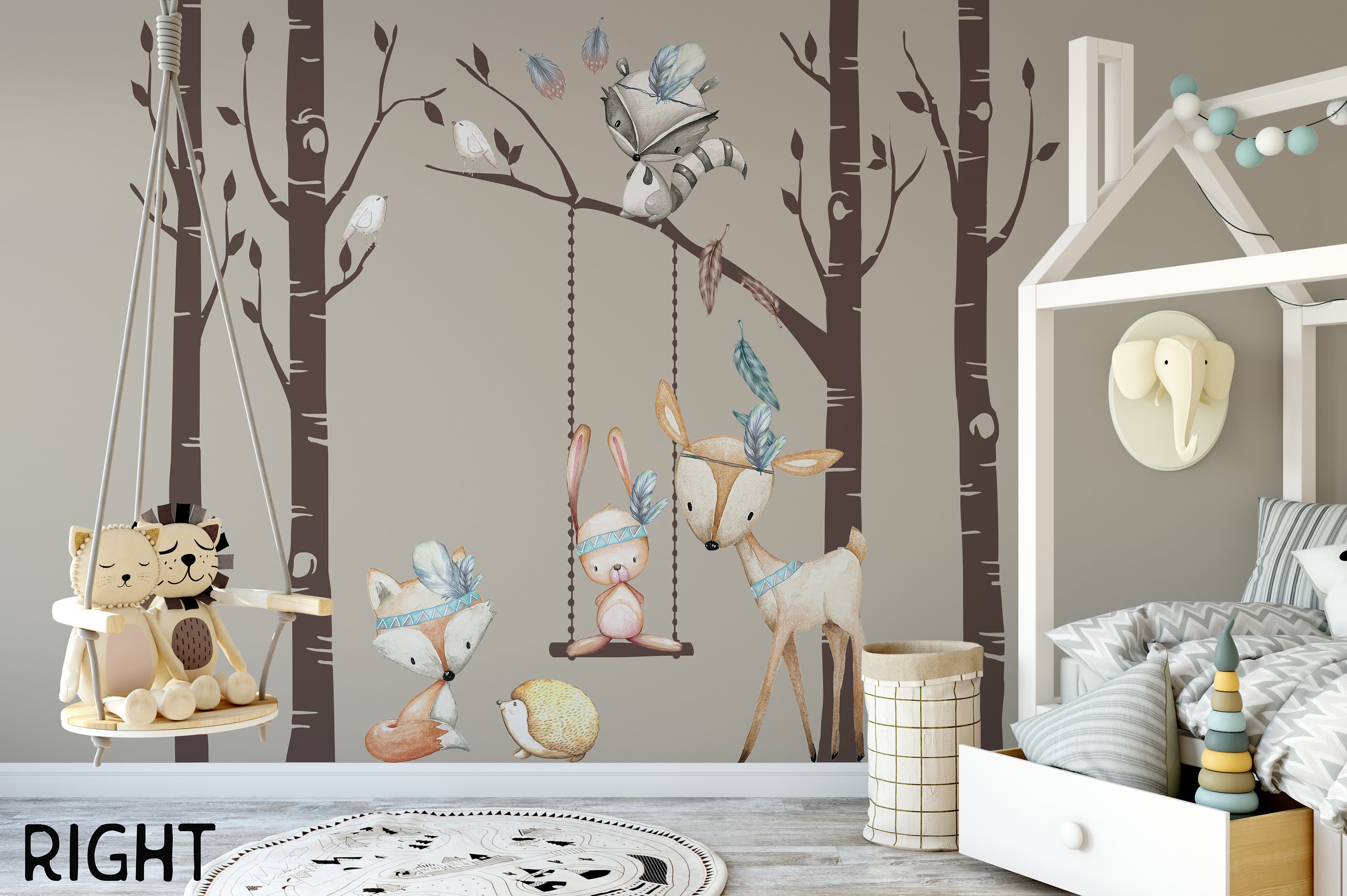 SAMPLES Woodland Tribe Nursery Decor Forest Animals Fox Deer Raccoon ...