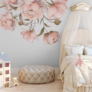 SAMPLES LUCIA Wall Art Décor Border Flowers PINK Roses Peonies Bouquet ...