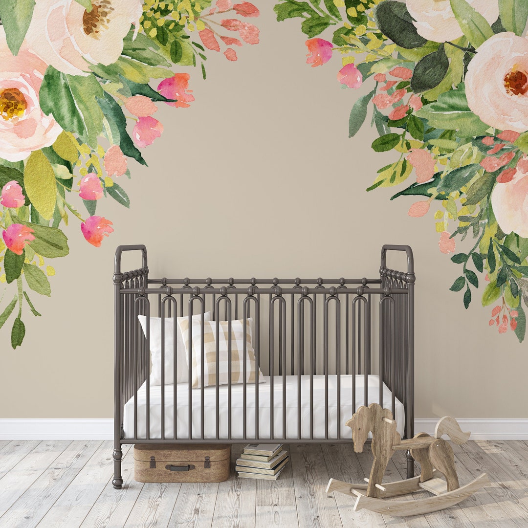 MADELEINE Wall Decal CORNERS Flowers Bouquet Mural Girl Nursery Décor ...