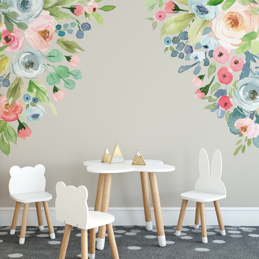 DANY Corners Wall Flowers Bouquet Pastel Colors Decal Girl Nursery ...