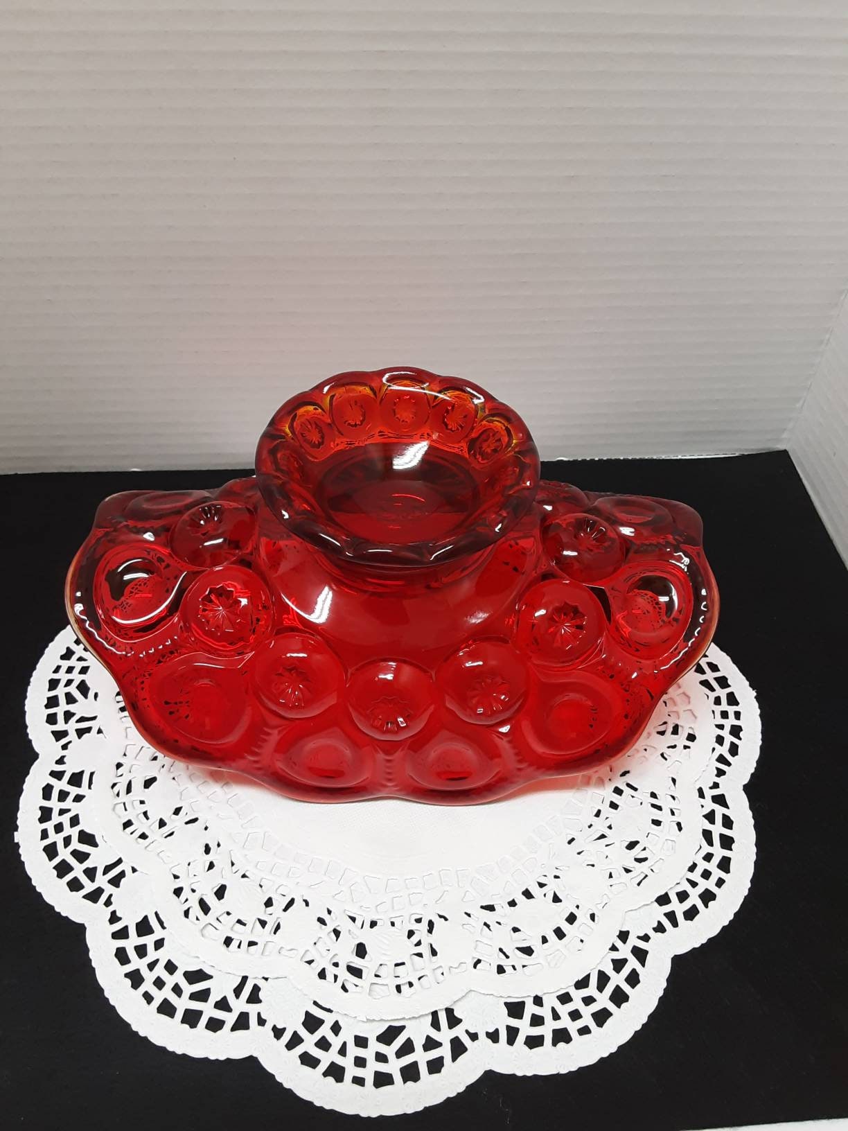 Amberina Glass Banana Boat Moon and Stars Pattern Compote Dish With ...