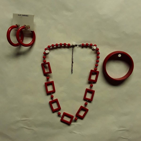 Red Jewelry Set - Etsy