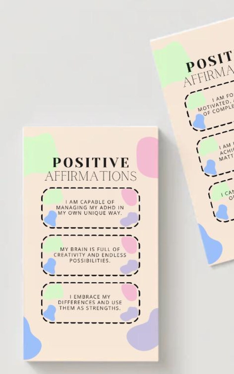 15 ADHD Positive Affirmations Printable | 5 Pages of Empowering Quotes ...