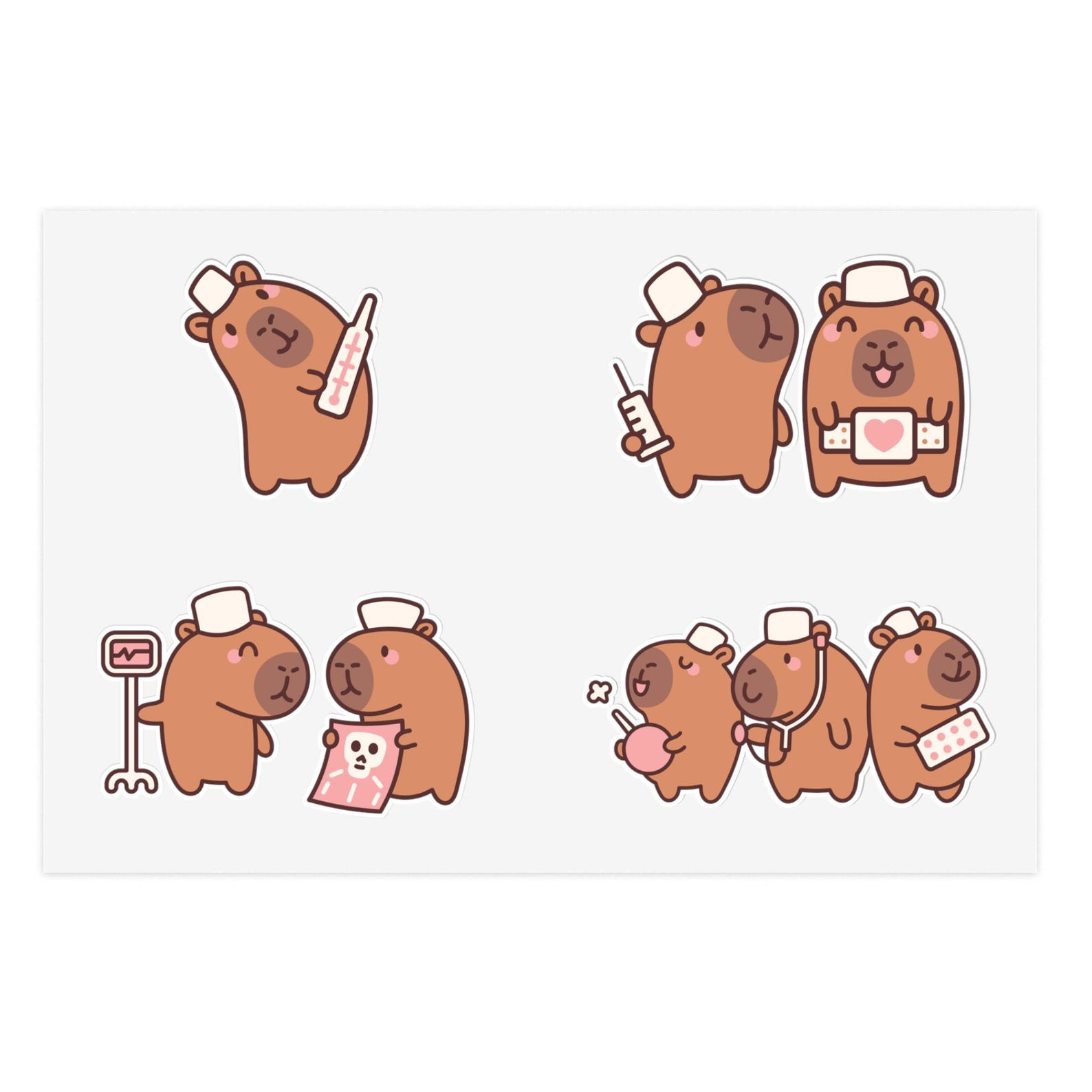 Set of 4+ Capybara Medical School Stickers, Medical Student Cute ...