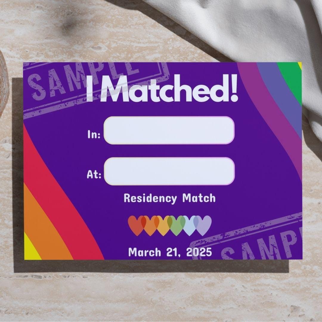 Print at Home Rainbow Residency Match Day Sign 2025 Medical School ...