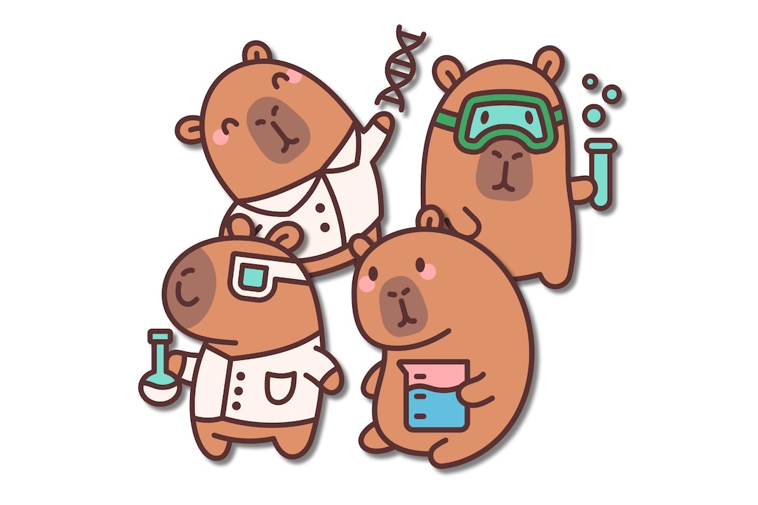 Set of 4 Capybara Scientist Stickers, Medical Student Cute Sticker ...