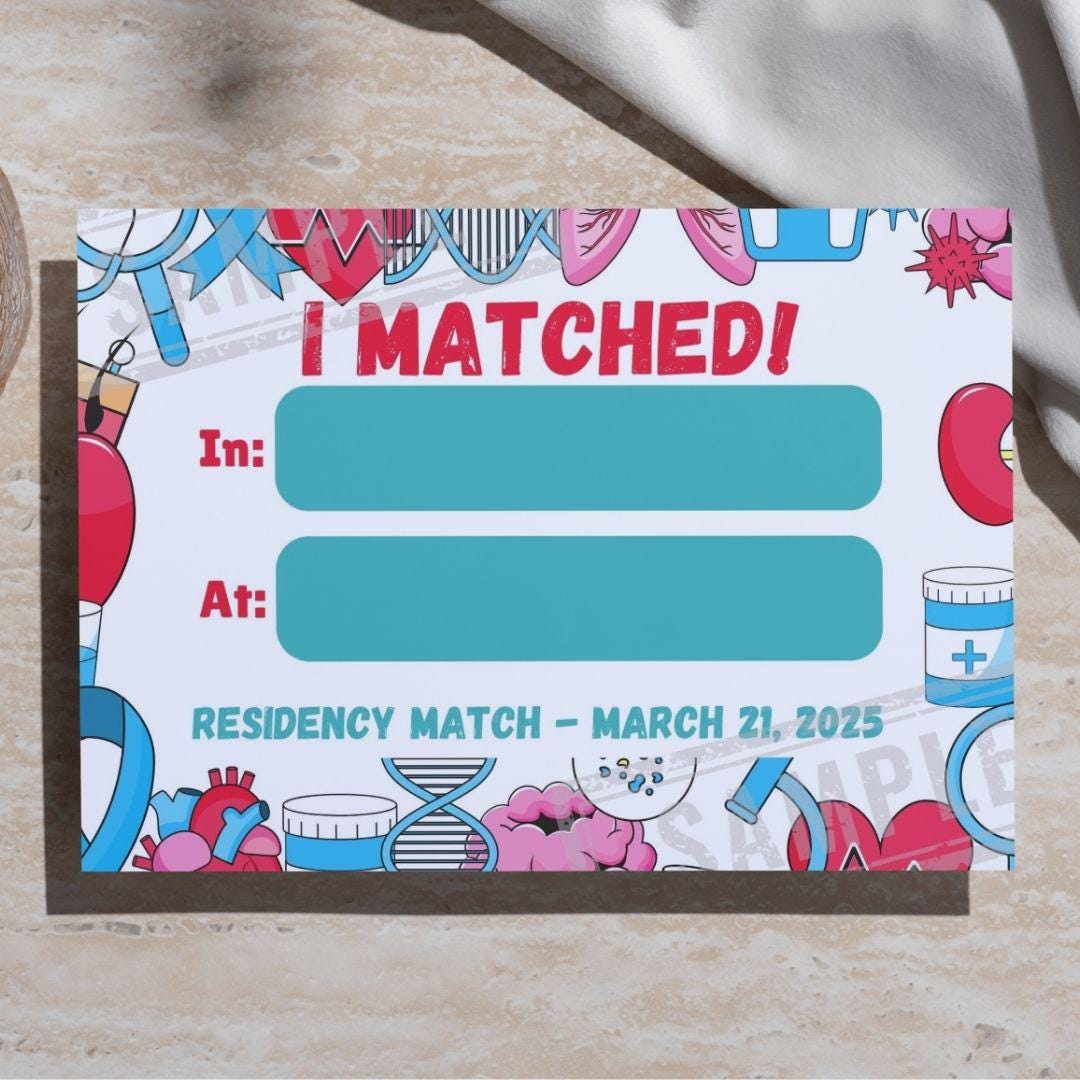 Print at Home Cartoon Cute Residency Match Day Sign 2025 Medical School ...