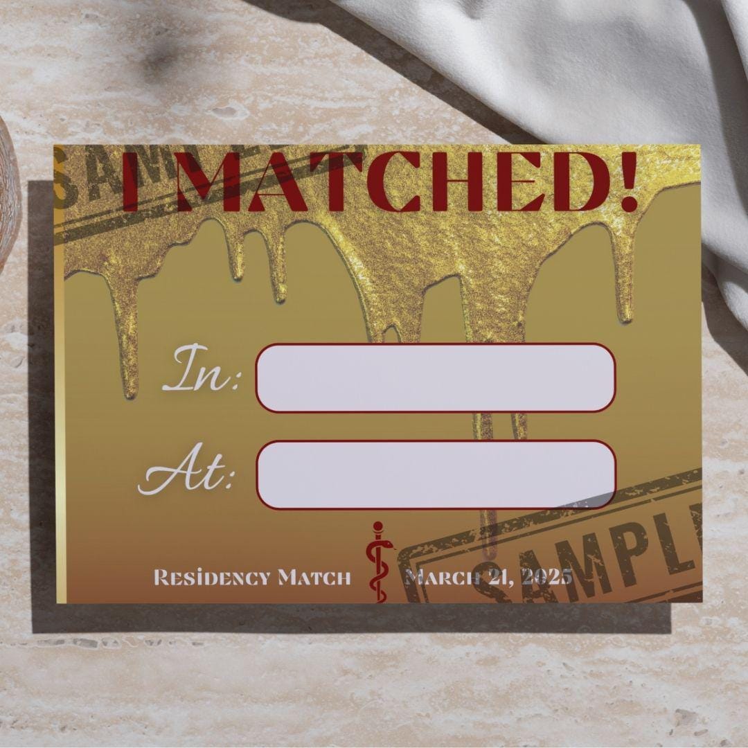 Print at Home Gold Drip Residency Match Day Sign 2025 Medical School ...