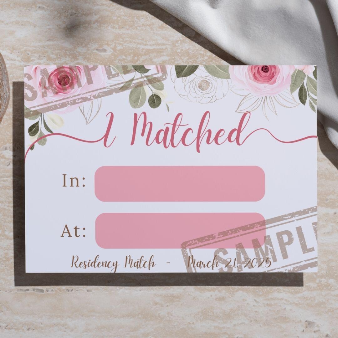Print at Home Pink Roses Residency Match Day Sign 2025 Medical School ...