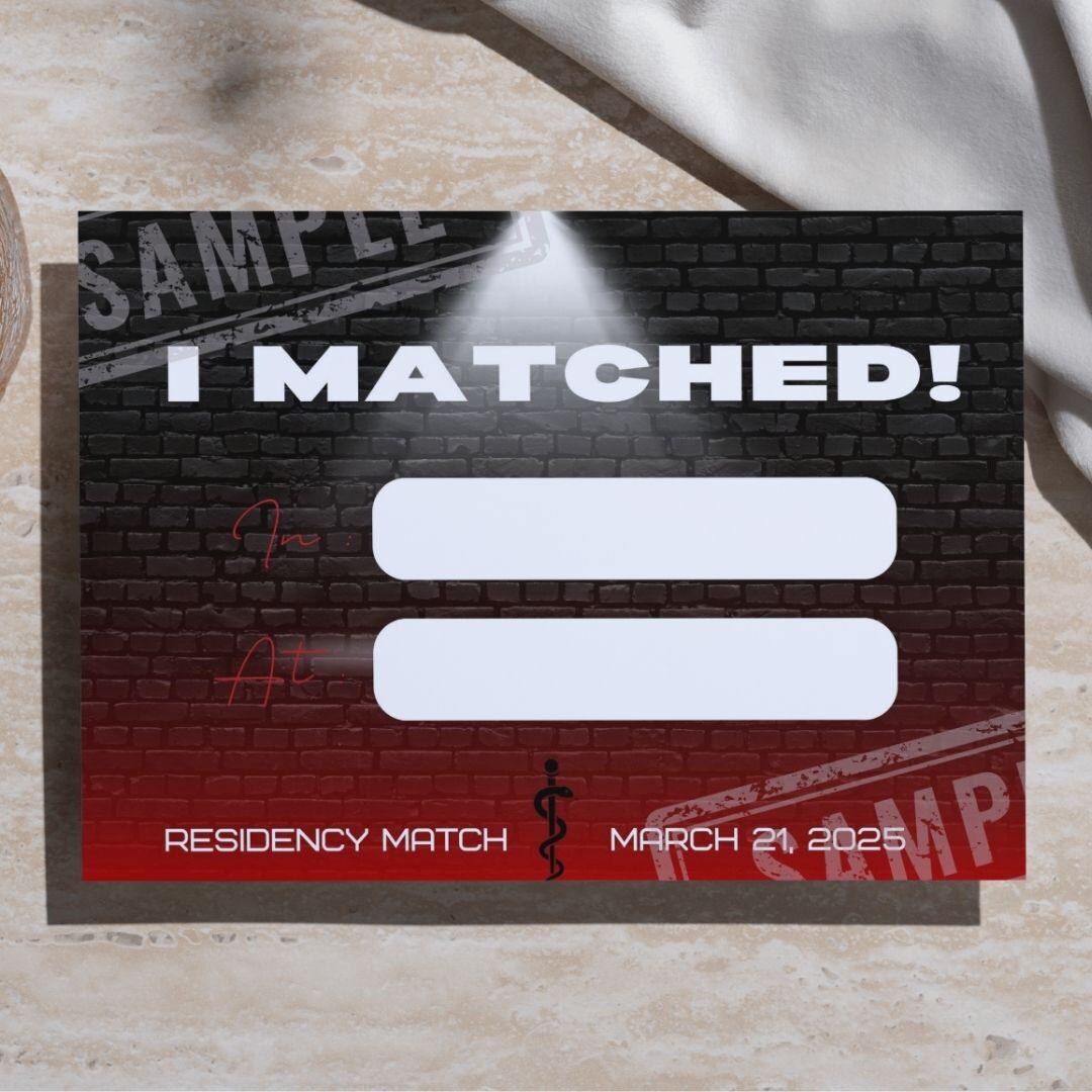 Print at Home Red and Black Spotlight Residency Match Day Sign 2025 ...