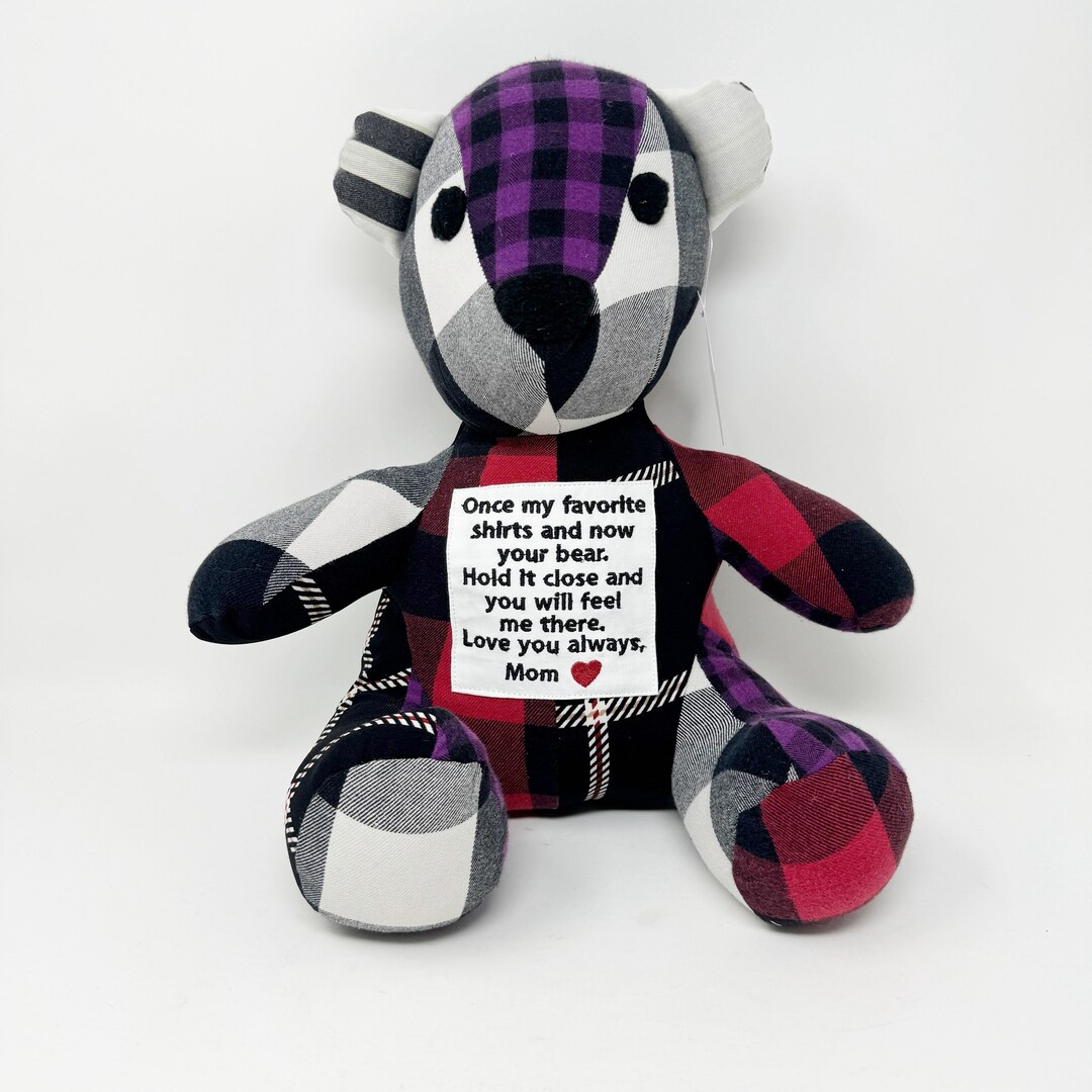MEMORY KEEPSAKE BEAR Custom Handmade Patchwork + Embroidery - Etsy