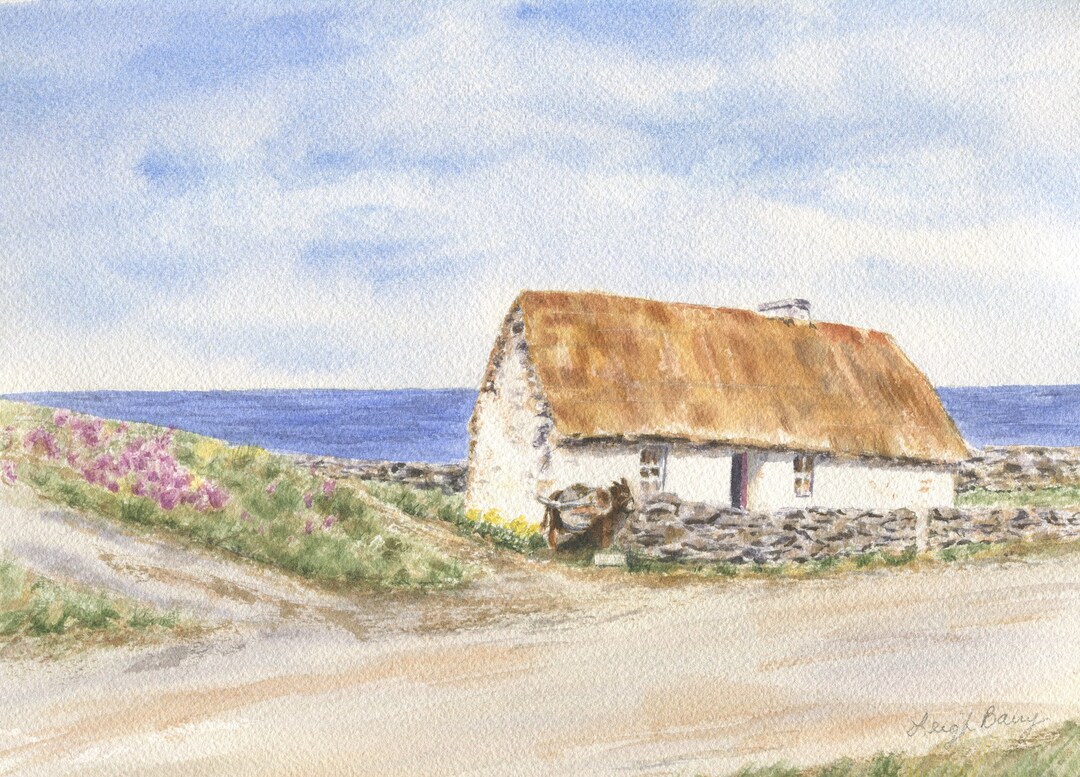 Inisheer: Ireland Landscape Painting Irish Cottage Print Irish Art ...