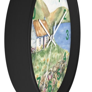 Irish Cottage Wall Clock Ireland Landscape Painting Irish Watercolor ...