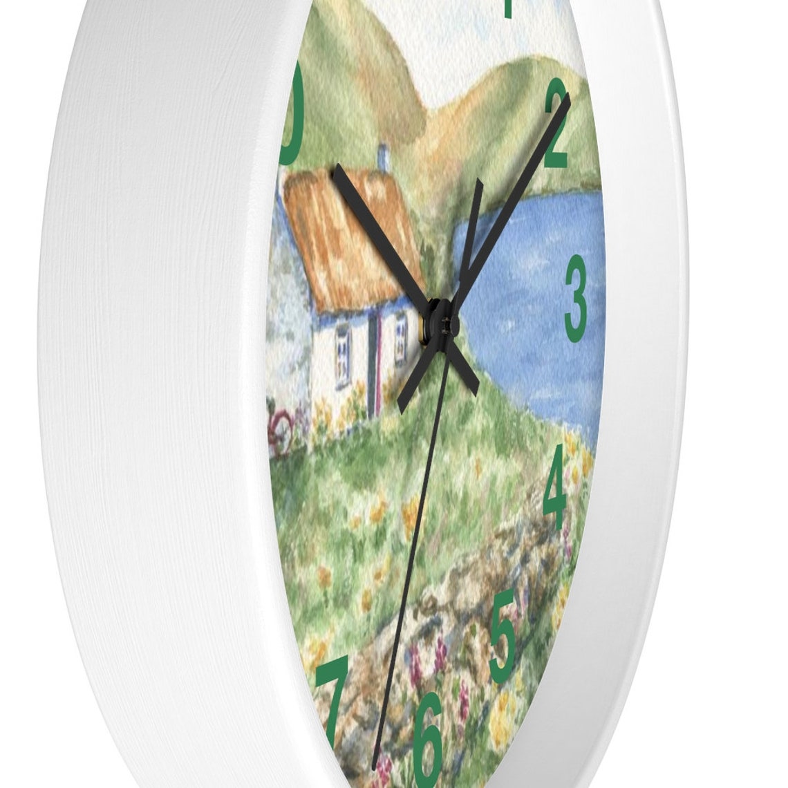 Irish Cottage Wall Clock Ireland Landscape Painting Irish Watercolor ...