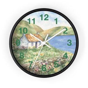 Irish Cottage Wall Clock Ireland Landscape Painting Irish Watercolor ...