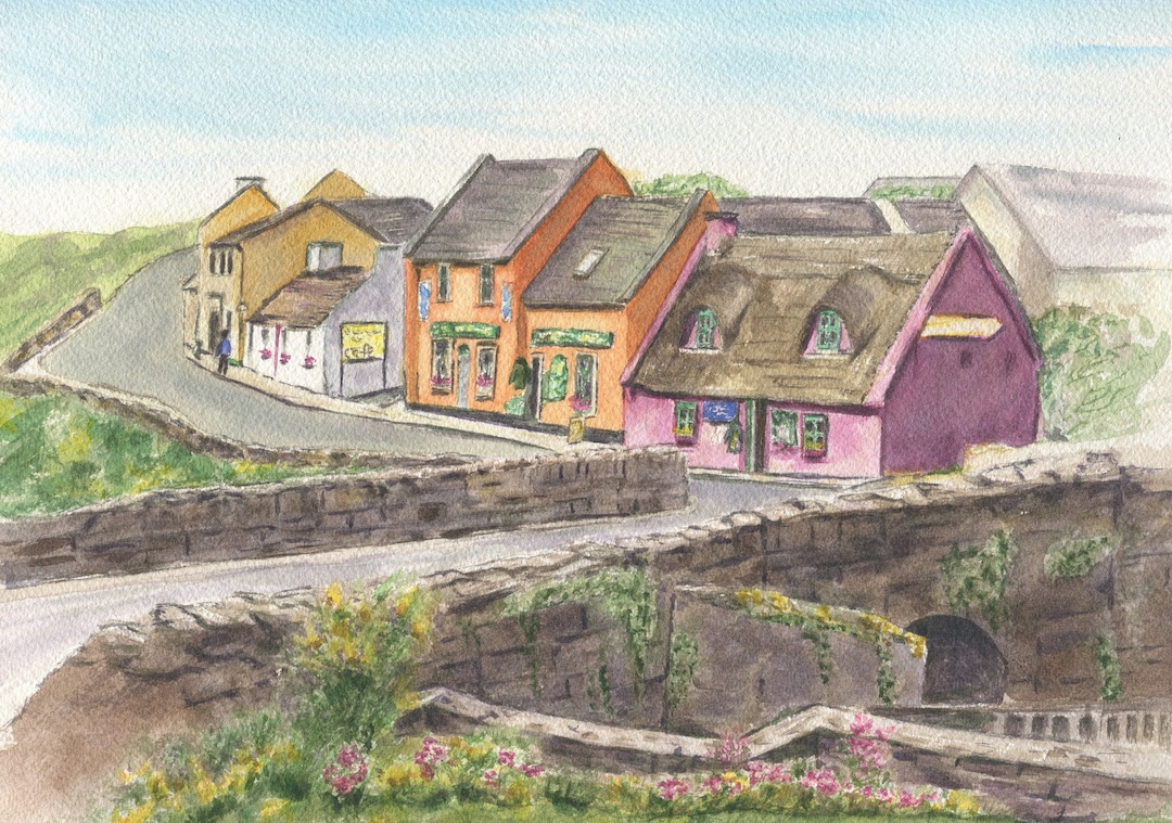 DOOLIN Ireland Watercolor Painting Print, Irish Art, Irish Village ...