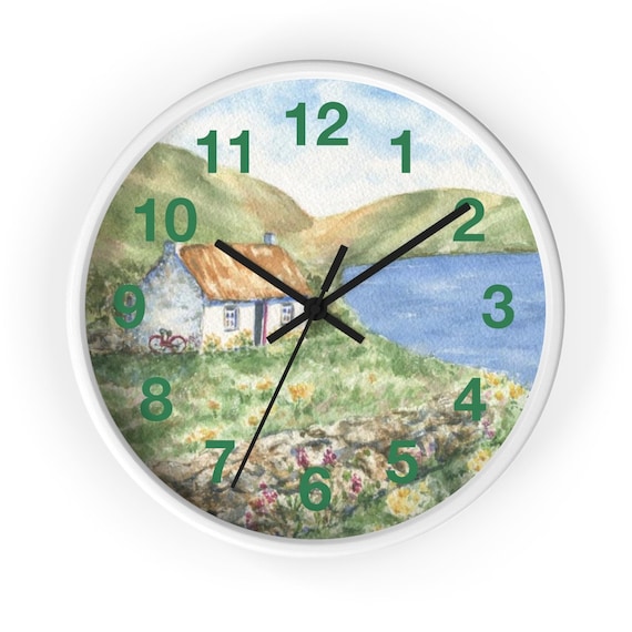 Irish Cottage Wall Clock Ireland Landscape Painting Irish | Etsy