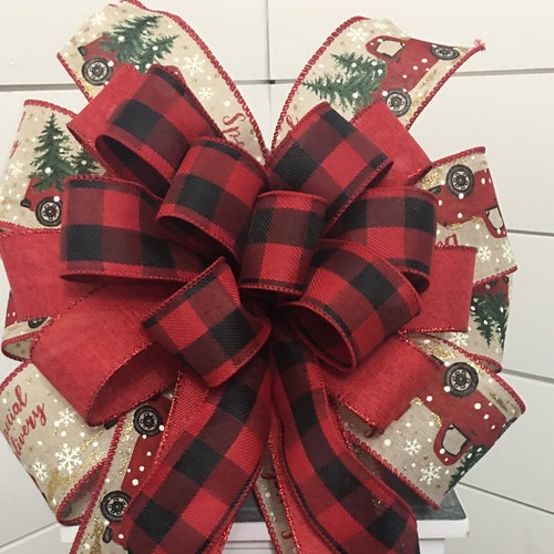 Christmas Wreath Bow Bows For Lantern Red Truck Red Buffalo Etsy