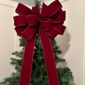 Red Velvet Christmas Bow, Black Velvet Tree Topper Bow, Christmas ...