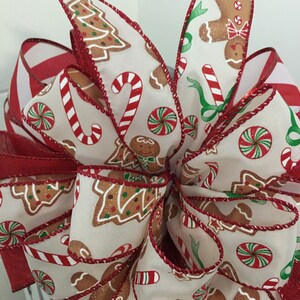 Gingerbread Christmas Bow, Gingerbread Lantern Topper or Wreath Bow ...