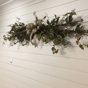 Year Round Swag With Cotton Bolls, Everyday Horizontal Greenery Swag ...