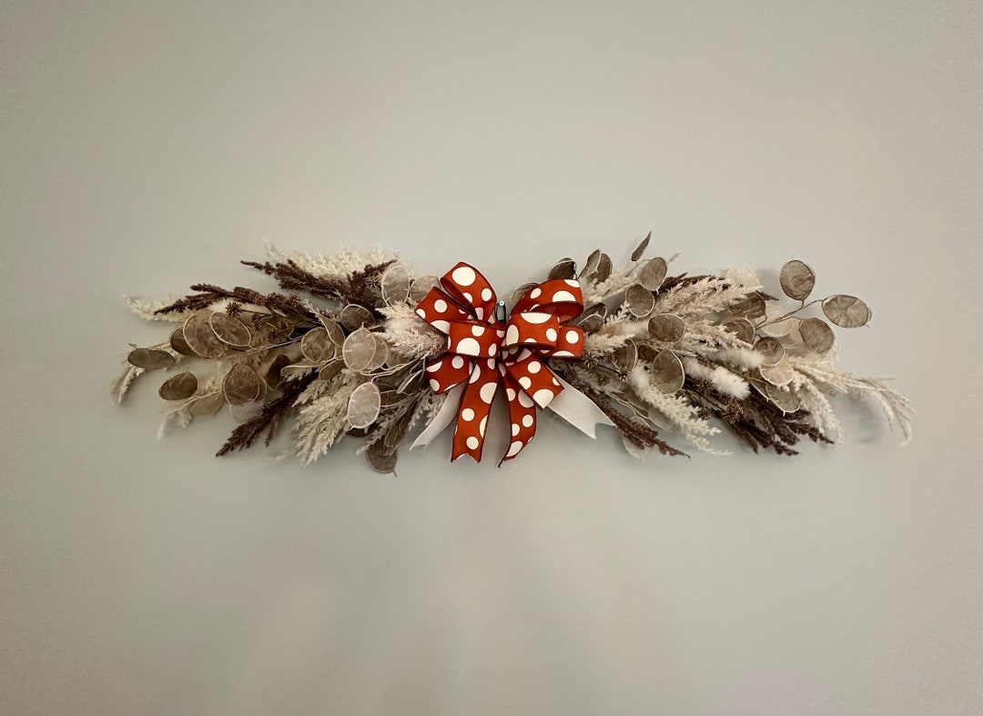 Horizontal Fall Swag, Autumn Over Door Swag Wreath With Berries, Boho ...