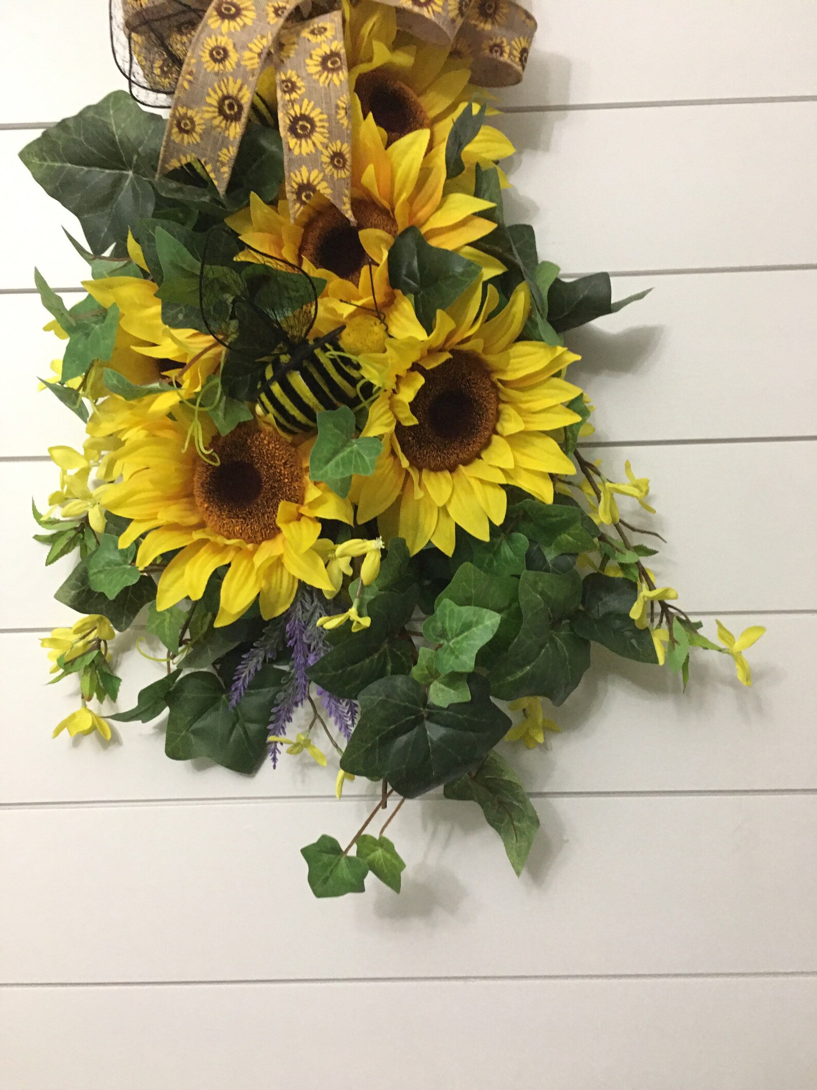 Sunflower Swag Front Door Swag Wreath With Sunflowers - Etsy