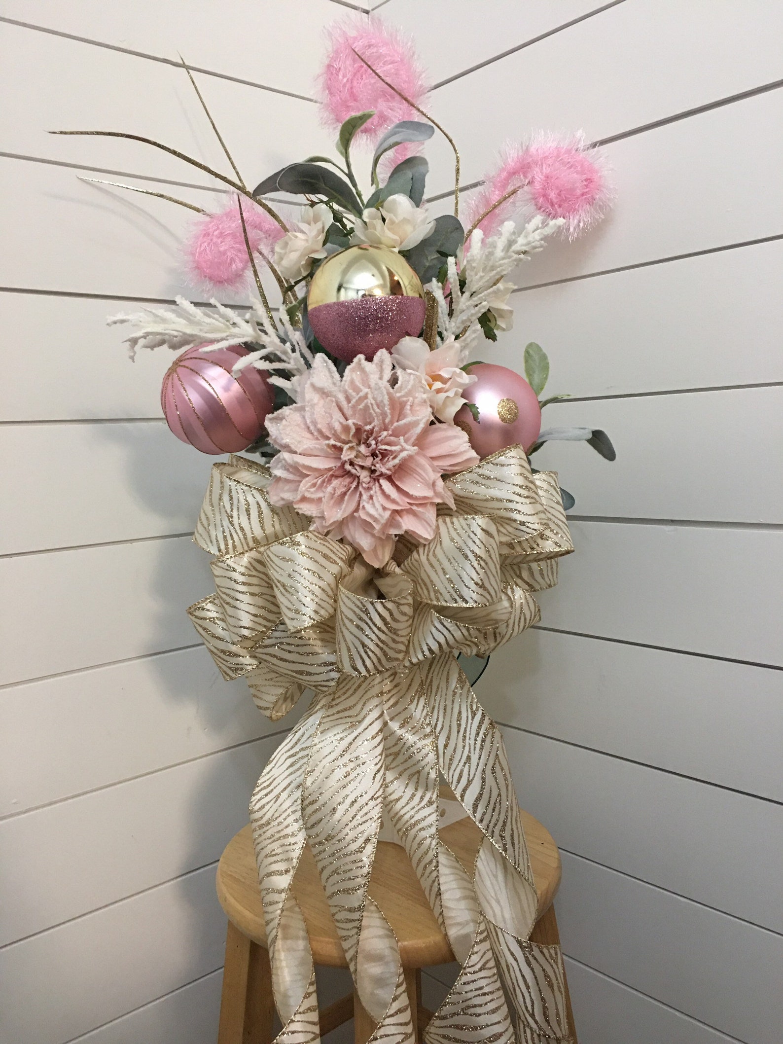 Christmas Tree Topper Pink and Gold Tree Topper Tree Topper - Etsy