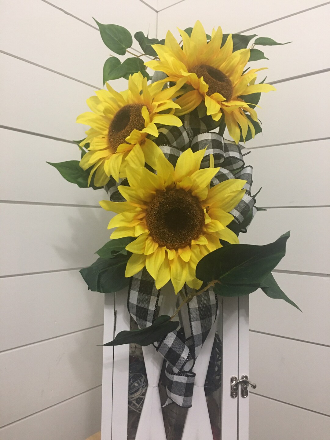 Sunflower Lantern Topper Swag, Farmhouse Wreath Attachment, Lantern ...