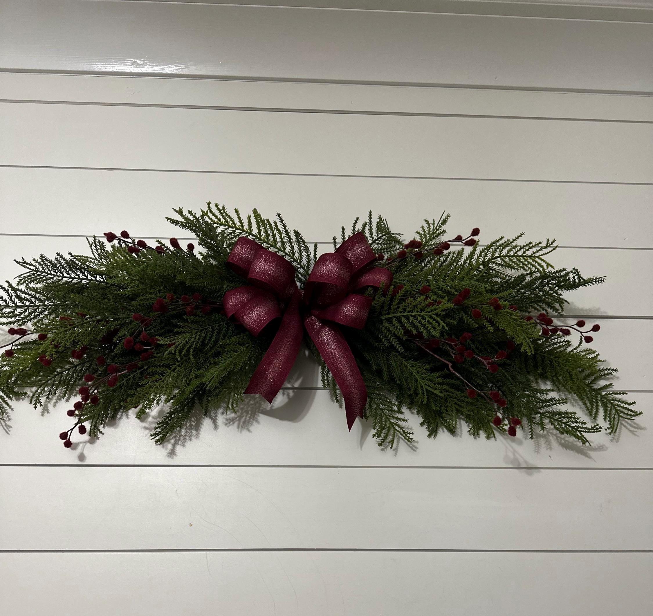 Christmas Swag for Wall, Greenery Fern Swag, Over Door Horizontal Swag ...