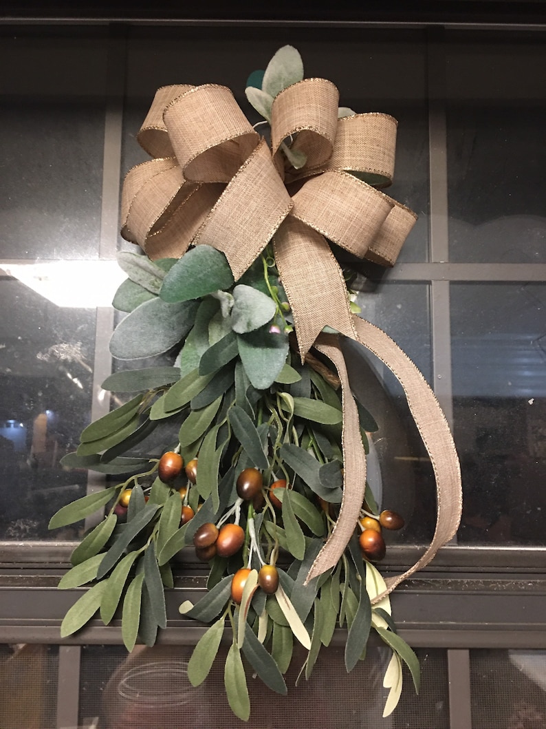 Farmhouse Mini Swag Everyday Teardrop Olive Branch and Lambs | Etsy