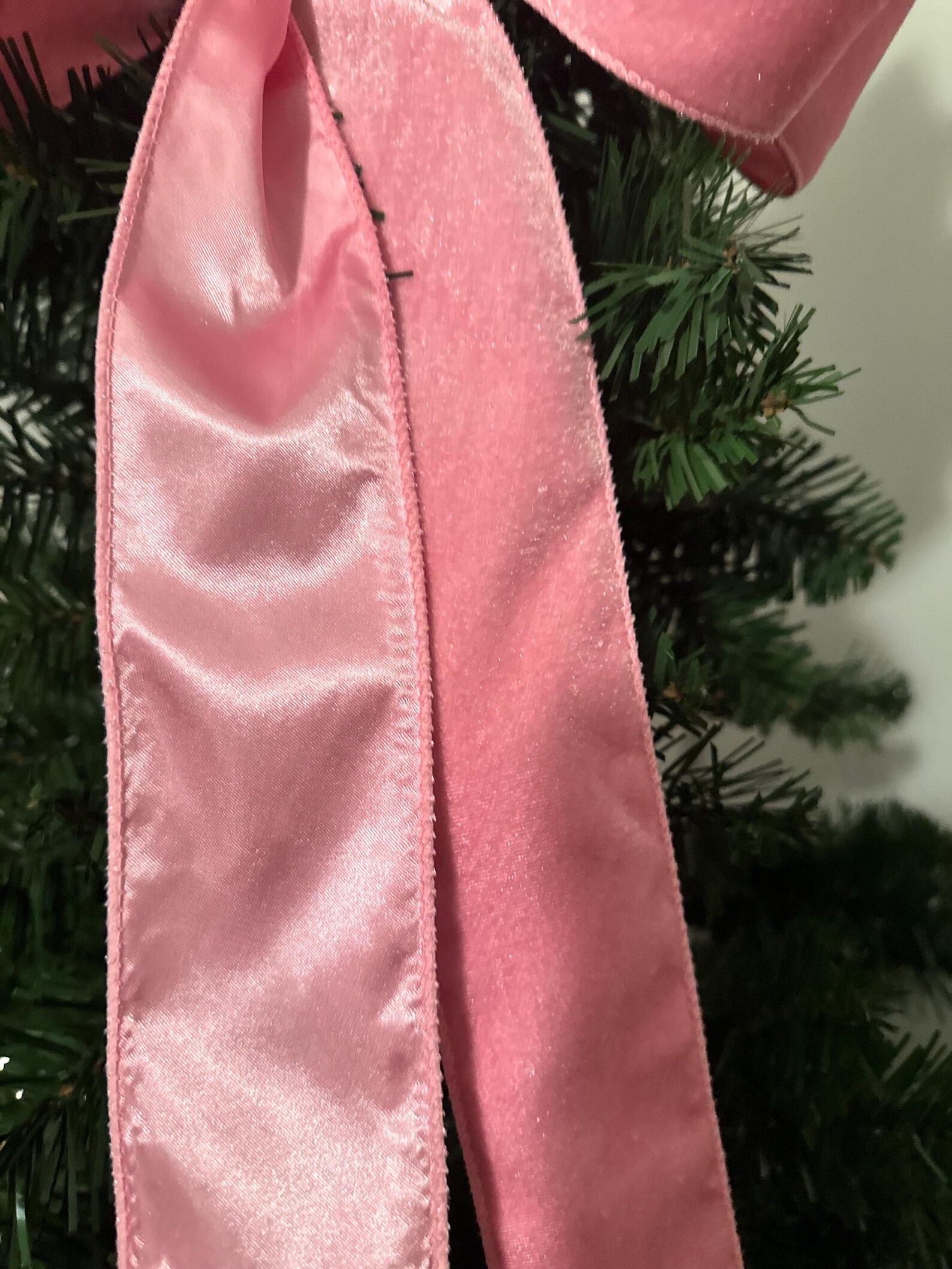 Handmade Pink Velvet Christmas Tree Topper Bow, Sage Velvet Bow, Hot ...