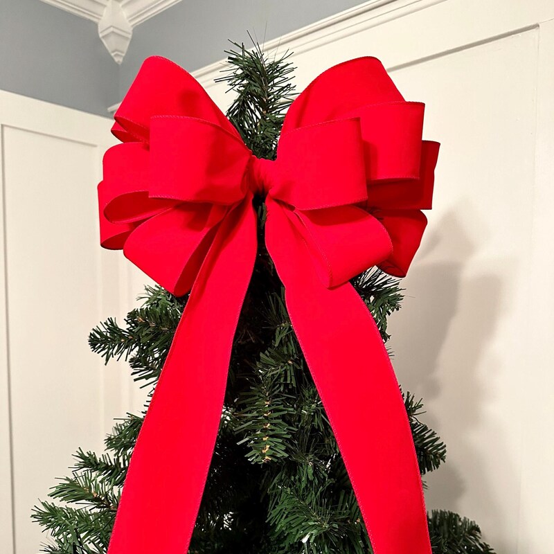 Red Bow Christmas Tree Topper - Etsy