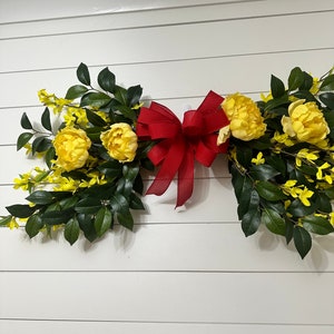 Horizontal Forsythia Swag, Year Round Everyday Swag Above Front Door ...