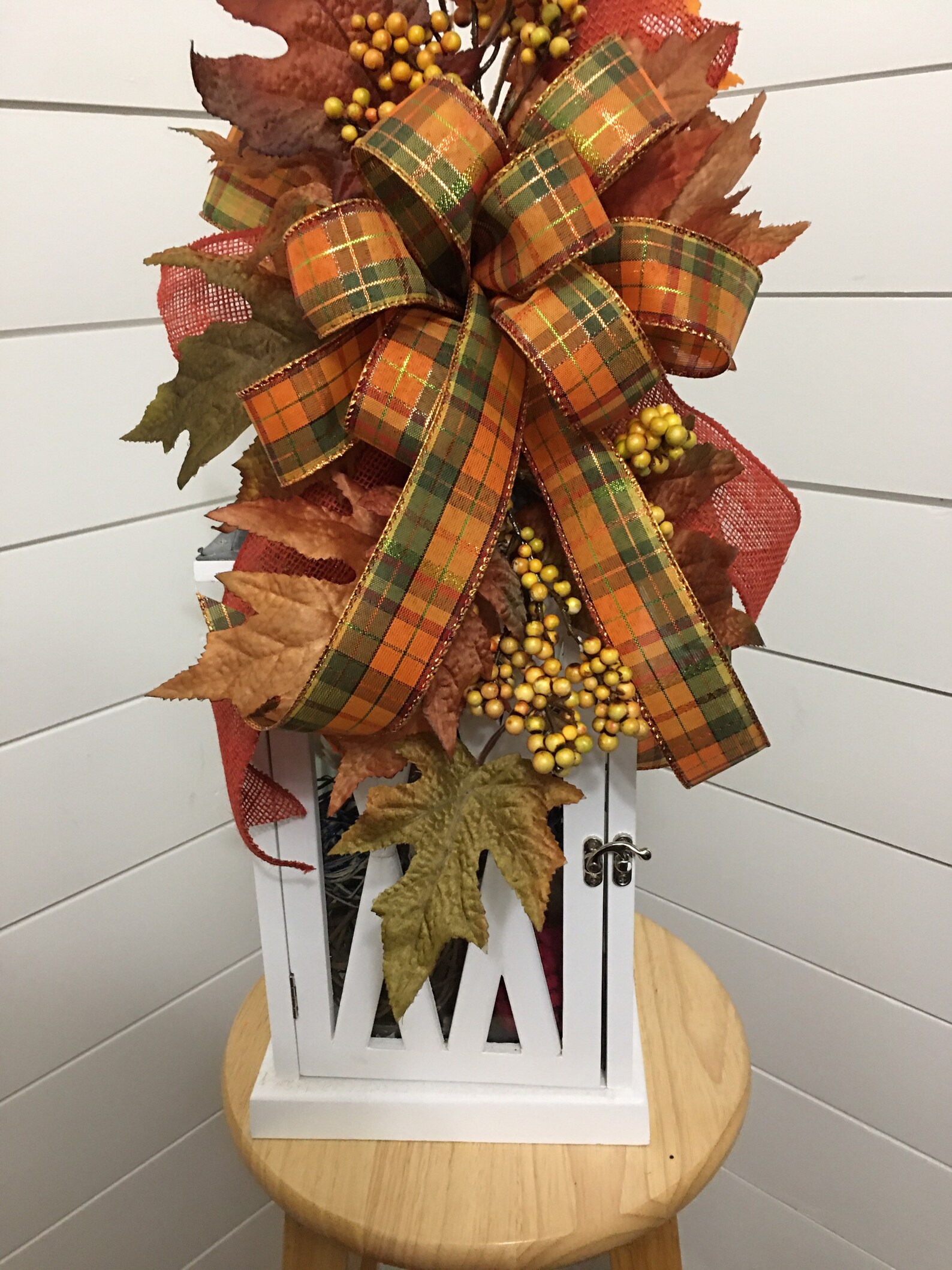 Fall Lantern Topper Swag Lantern Bow Autumn Wreath - Etsy