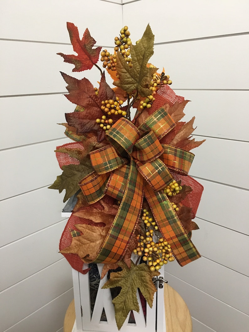 Fall Lantern Topper Swag Lantern Bow Autumn Wreath - Etsy