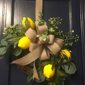 Mini Wreath With Lemons, Farmhouse Lemon Everyday Wreath, Kitchen Lemon ...