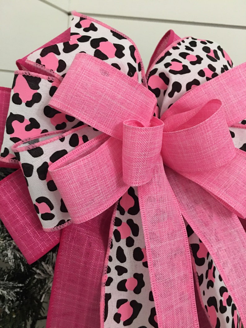 Pink Animal Print Bow Spring Bow Summer Bow Everyday Wreath - Etsy