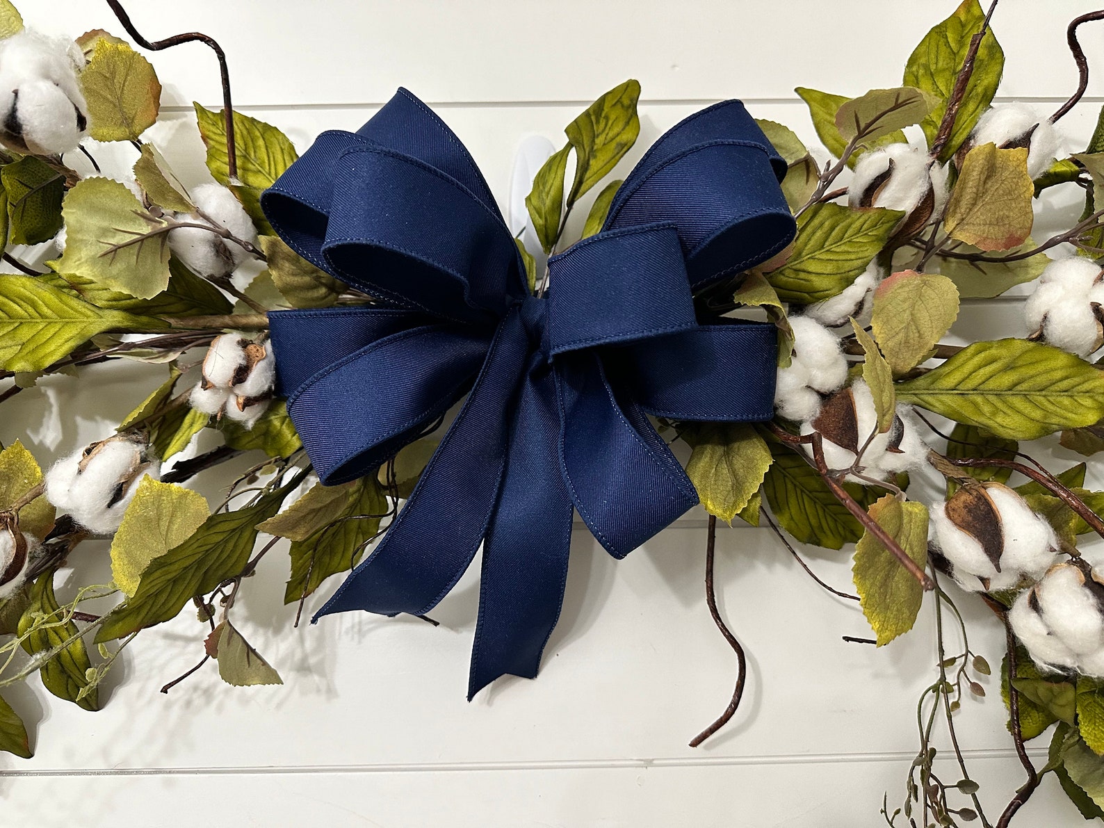 Year Round Swag With Cotton Bolls, Everyday Horizontal Greenery Swag ...