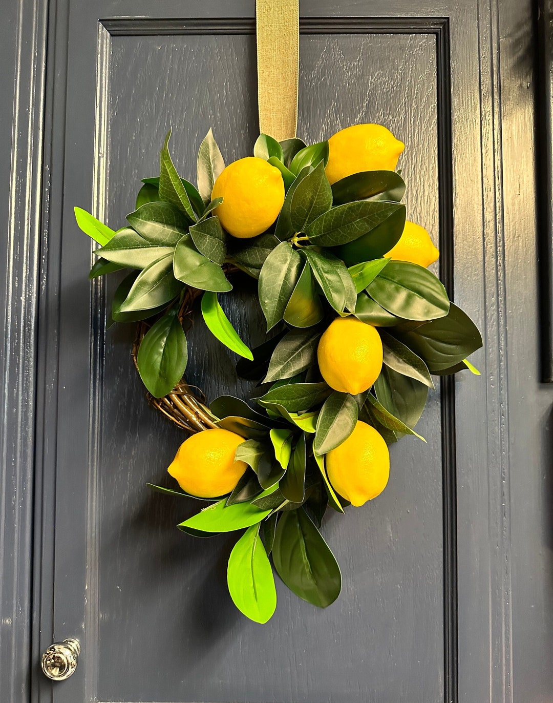 Lemon & Greenery Mini Wreath: Handmade Pantry Cabinet Decor - Etsy
